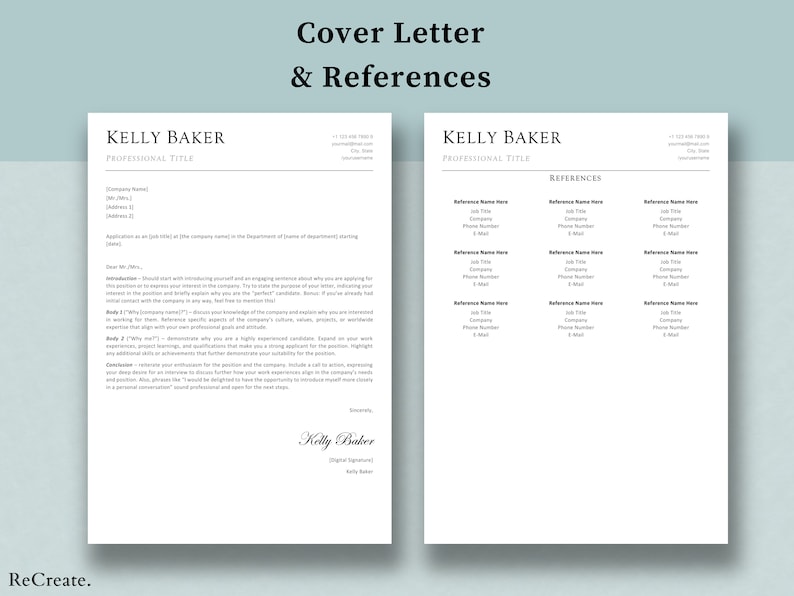 Professional 2026 Resume Template Incl. Cover Letter & Reference ...