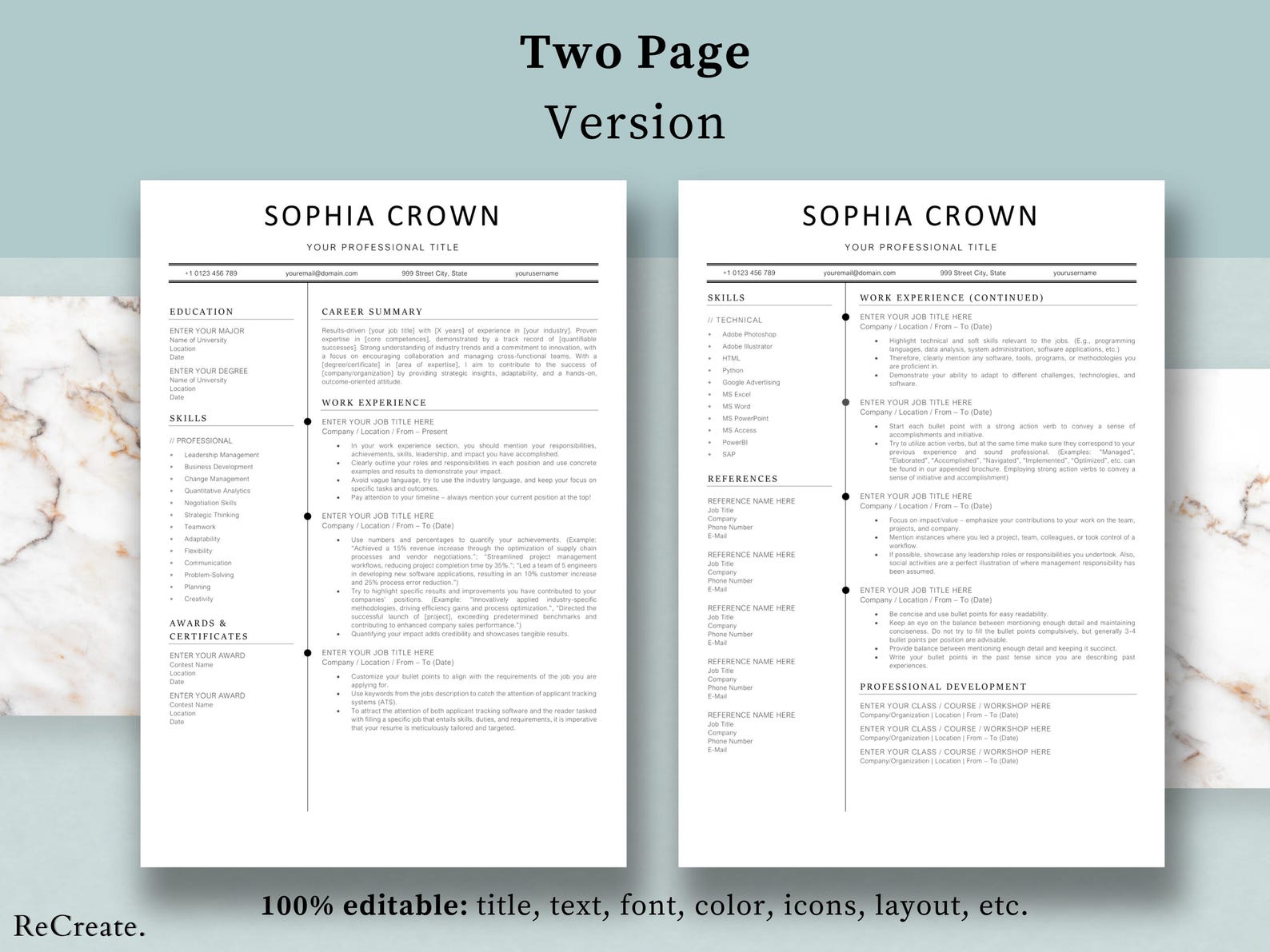 Professional 2025 Resume Template MS Word | Cover Letter & References ...