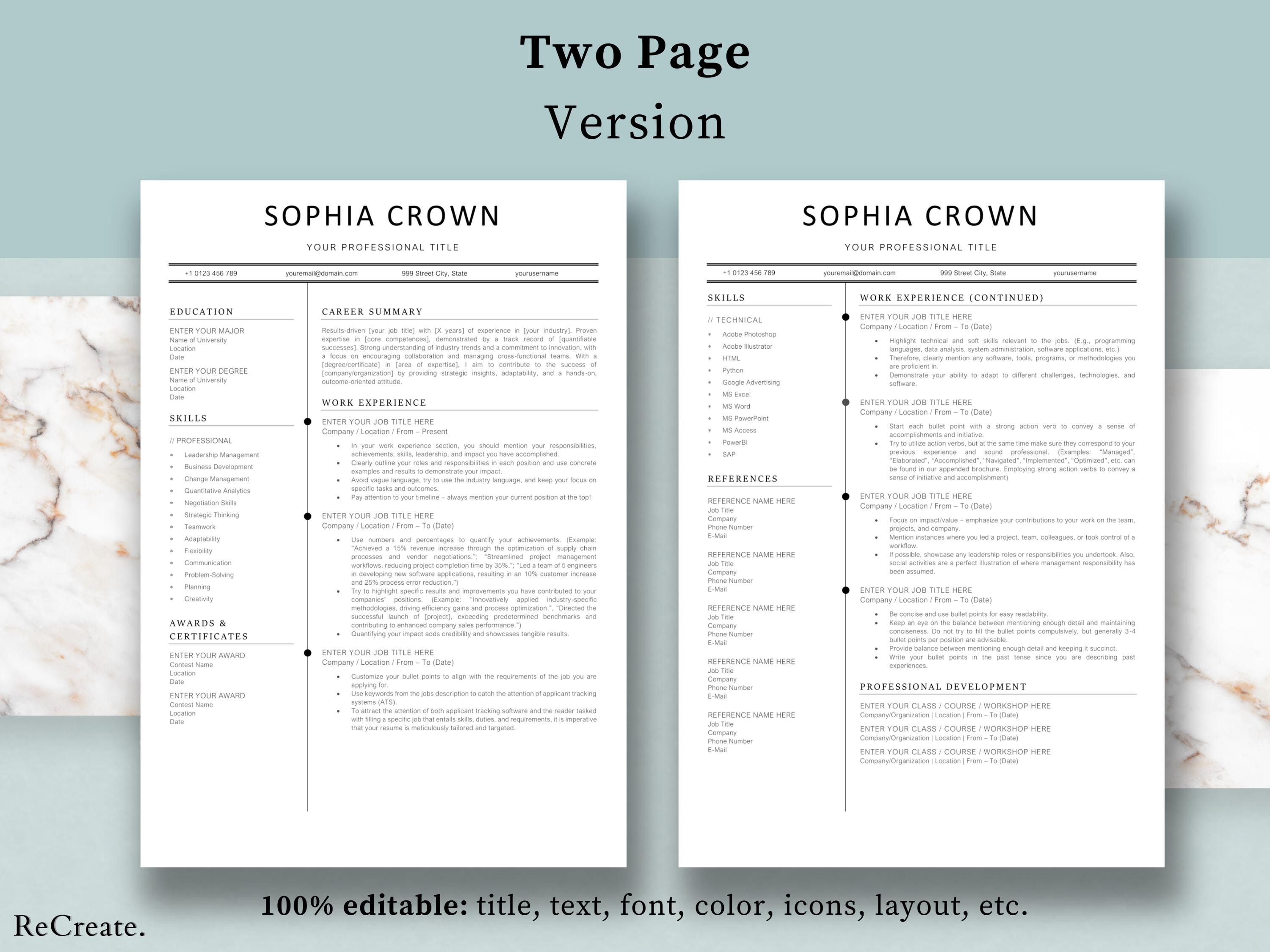 Professional 2026 Resume Template MS Word | Cover Letter & References ...