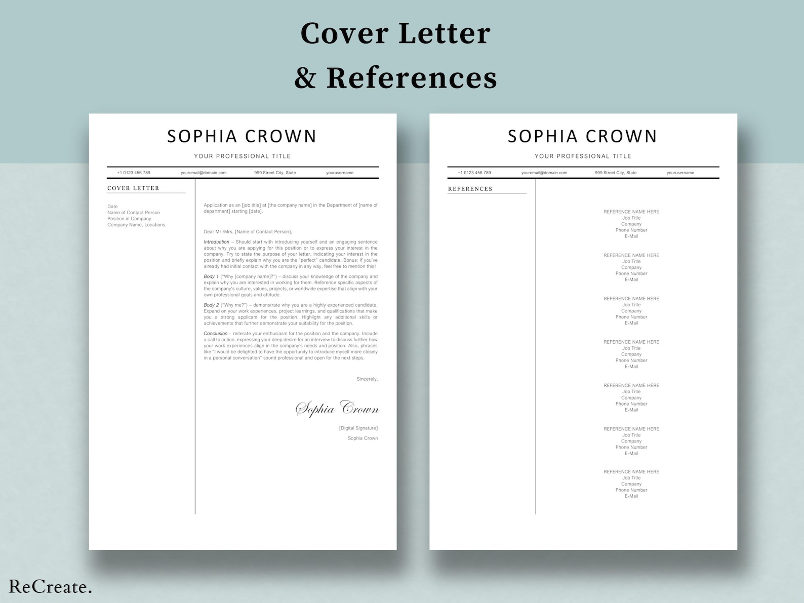 Professional 2025 Resume Template Ms Word Cover Letter References