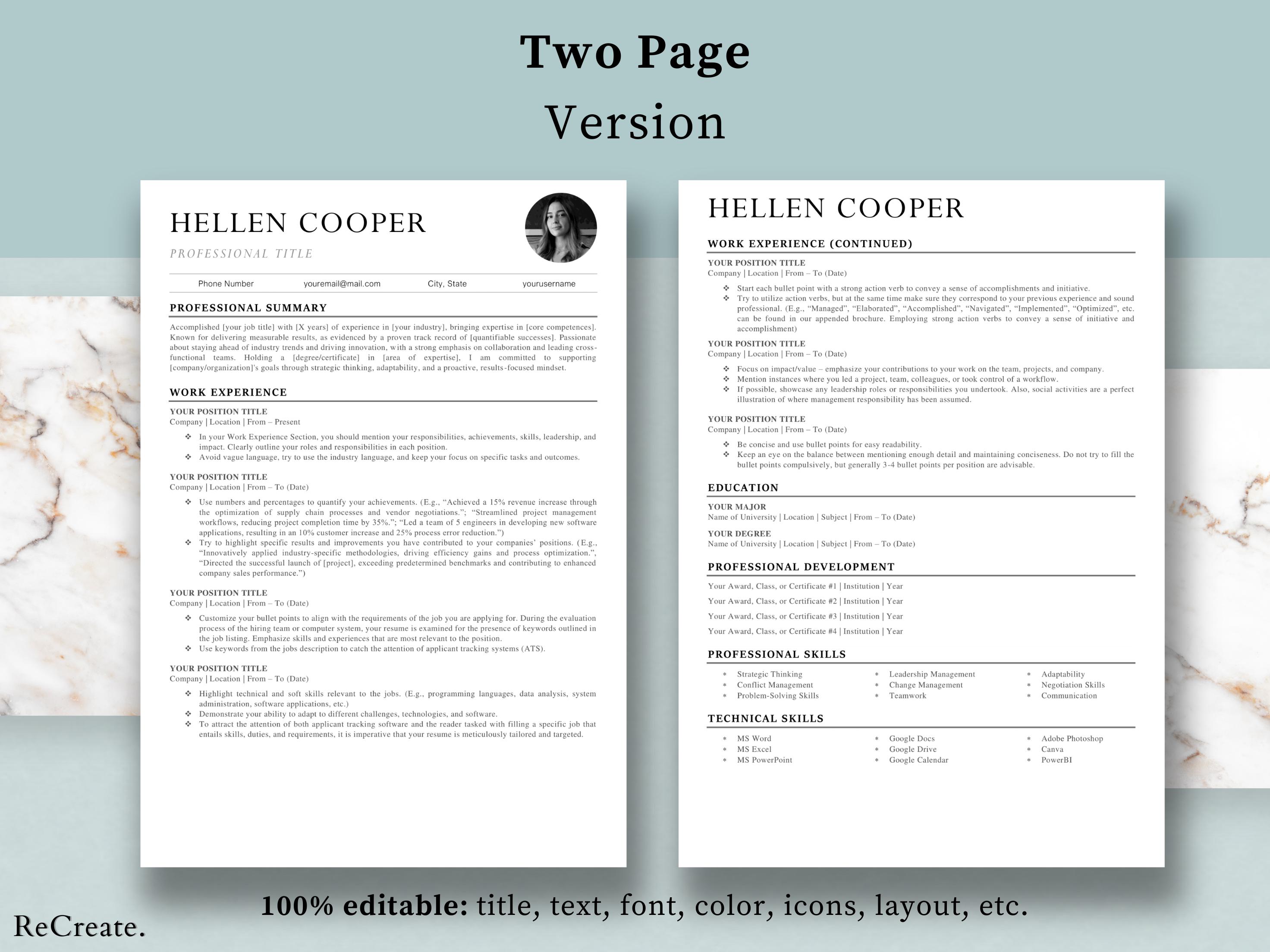 Professional 2025 Resume Template MS Word | Cover Letter & References ...