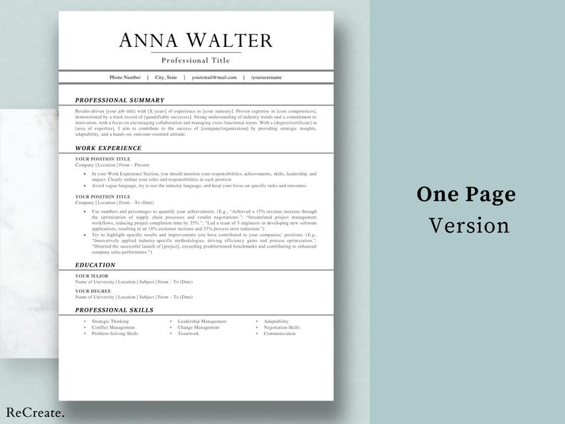 Professional 2025 Resume Template MS Word | Cover Letter & References ...