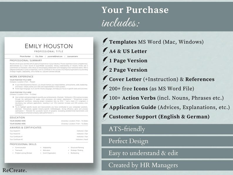Professional 2026 Resume Template MS Word | Cover Letter & References ...