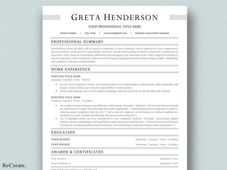 Professional 2025 Resume Template MS Word | Cover Letter & References ...