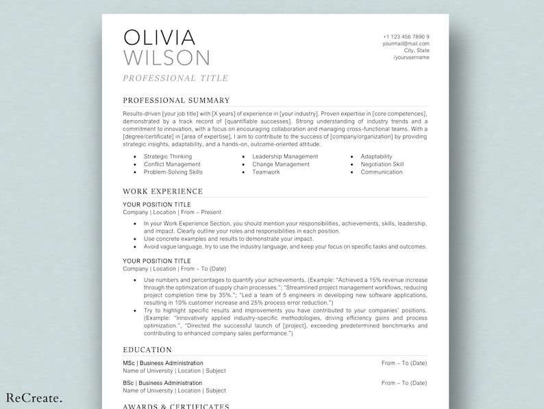 Professional 2026 Resume Template Incl. Cover Letter & Reference ...