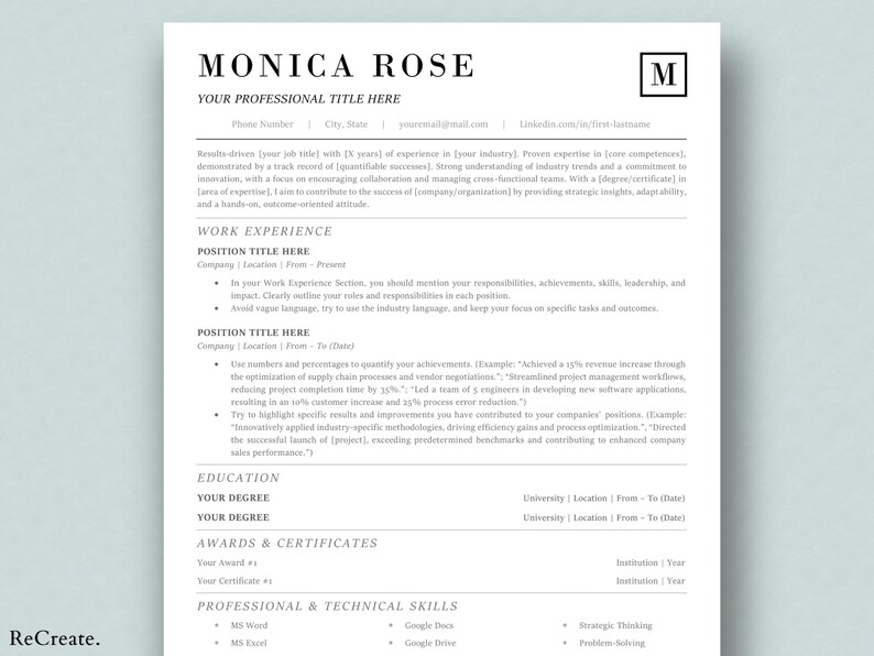Professional 2025 Resume Template MS Word | Cover Letter & References ...