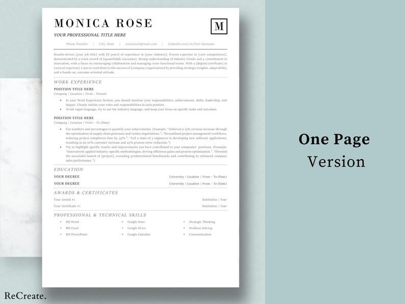 Professional 2025 Resume Template MS Word | Cover Letter & References ...