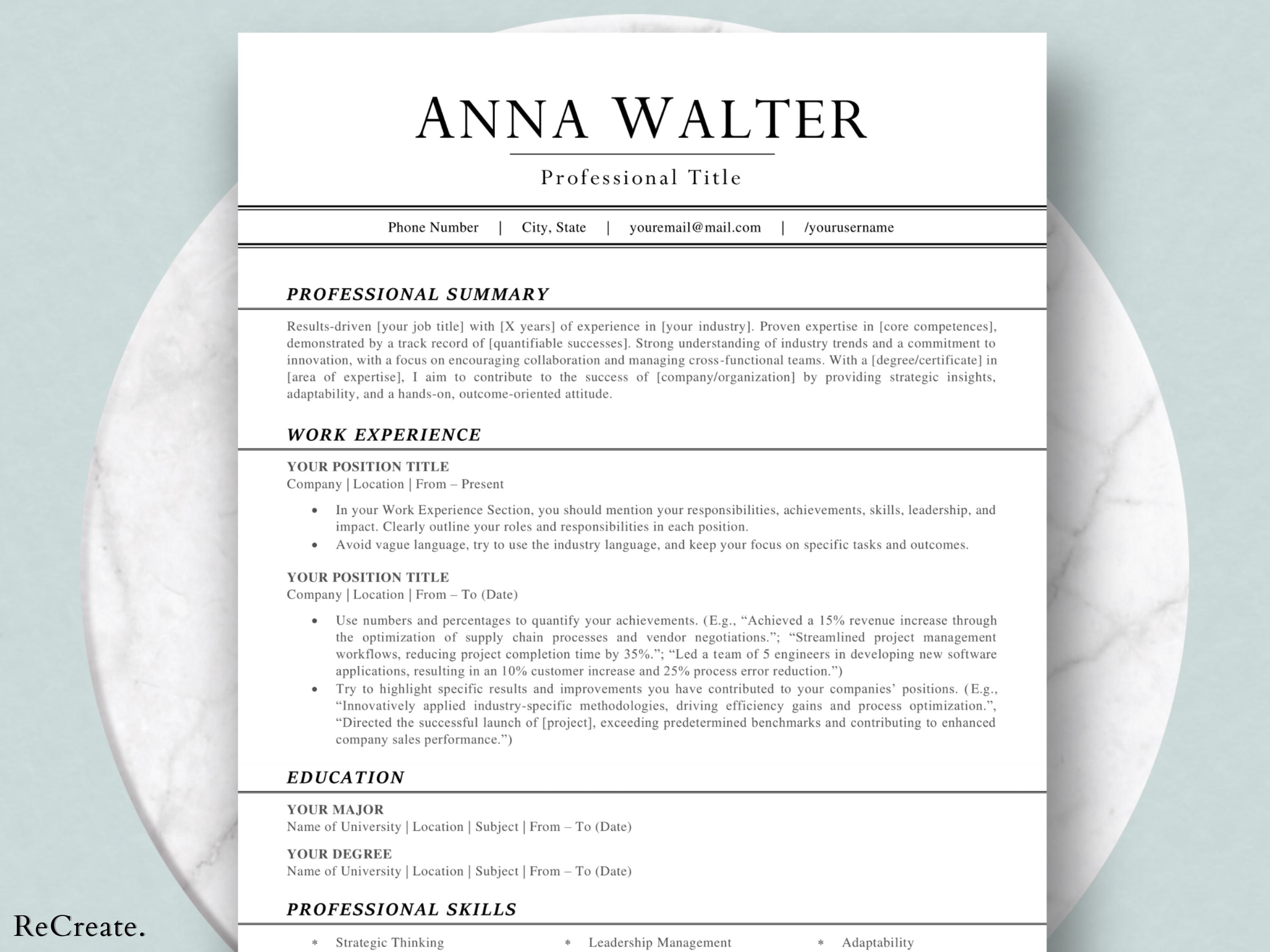 Professional 2025 Resume Template MS Word | Cover Letter & References ...