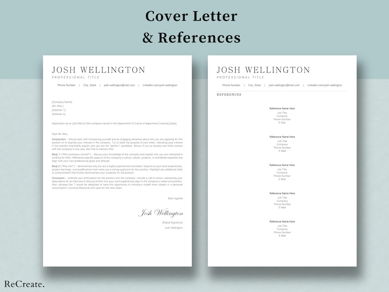 Professional 2026 Resume Template Incl. Cover Letter & Reference ...