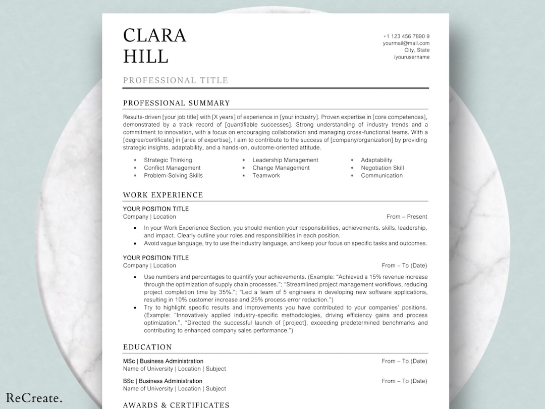 Professional 2025 Resume Template Incl. Cover Letter & Reference ...