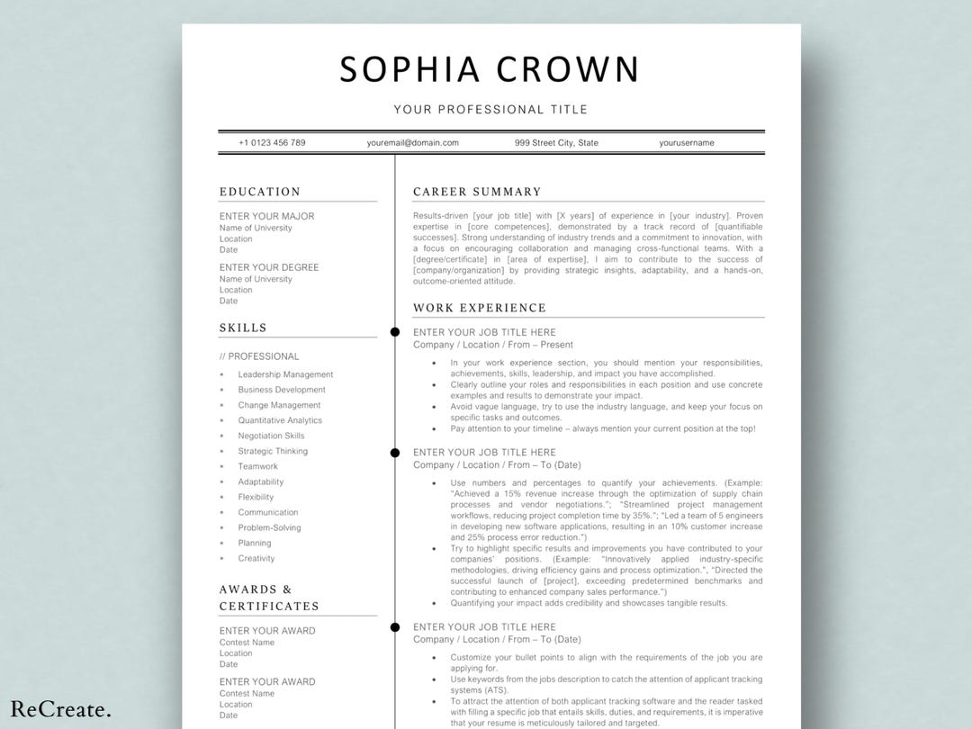 Professional 2026 Resume Template MS Word | Cover Letter & References ...