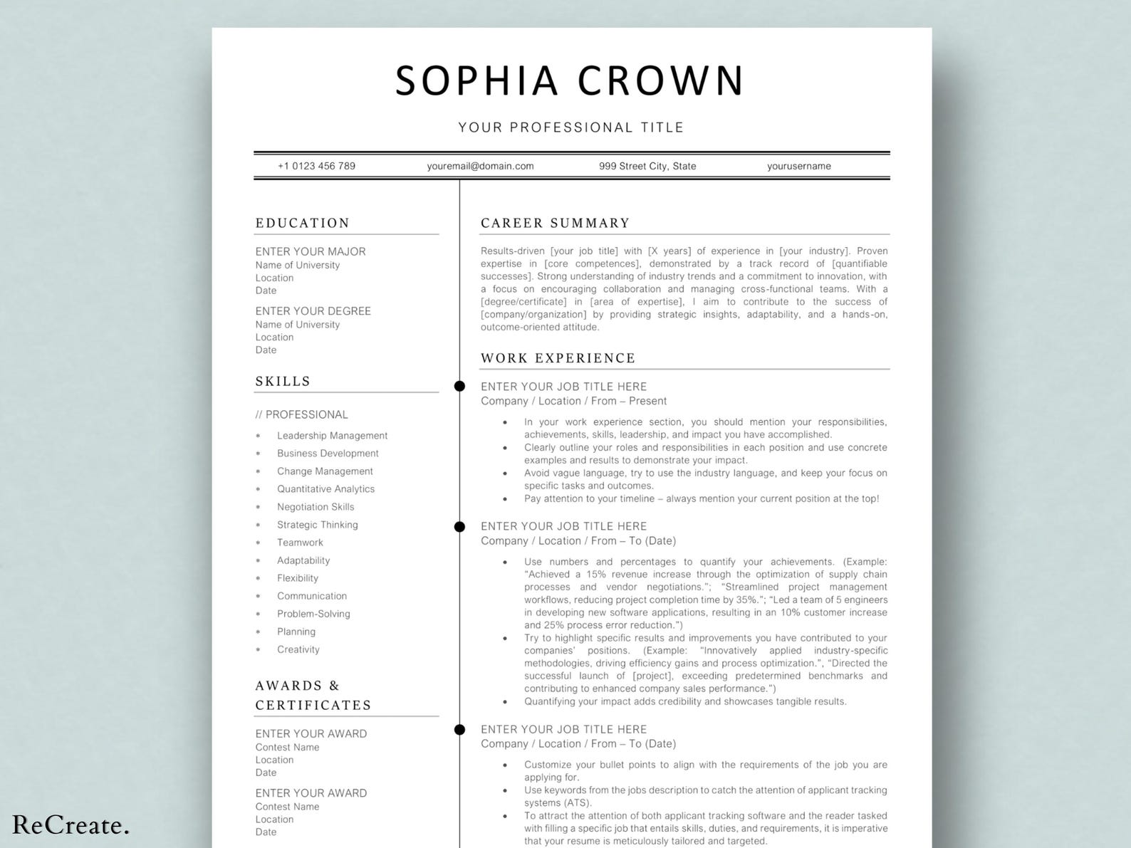 Professional 2025 Resume Template MS Word | Cover Letter & References ...