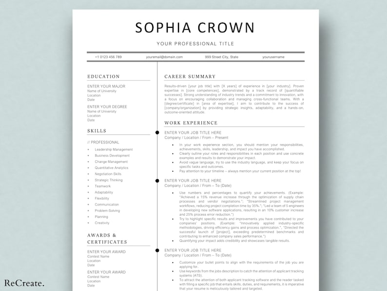 Professional 2026 Resume Template MS Word | Cover Letter & References ...
