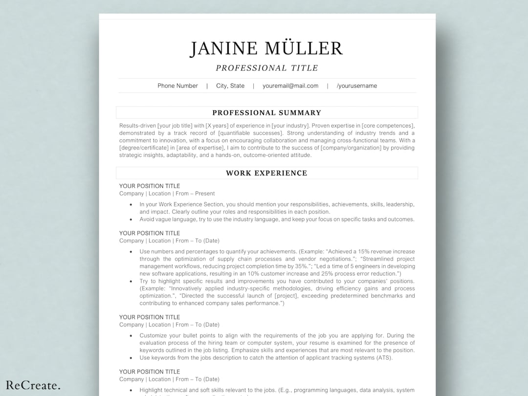 Professional 2025 Resume Template | Cover Letter & References ...