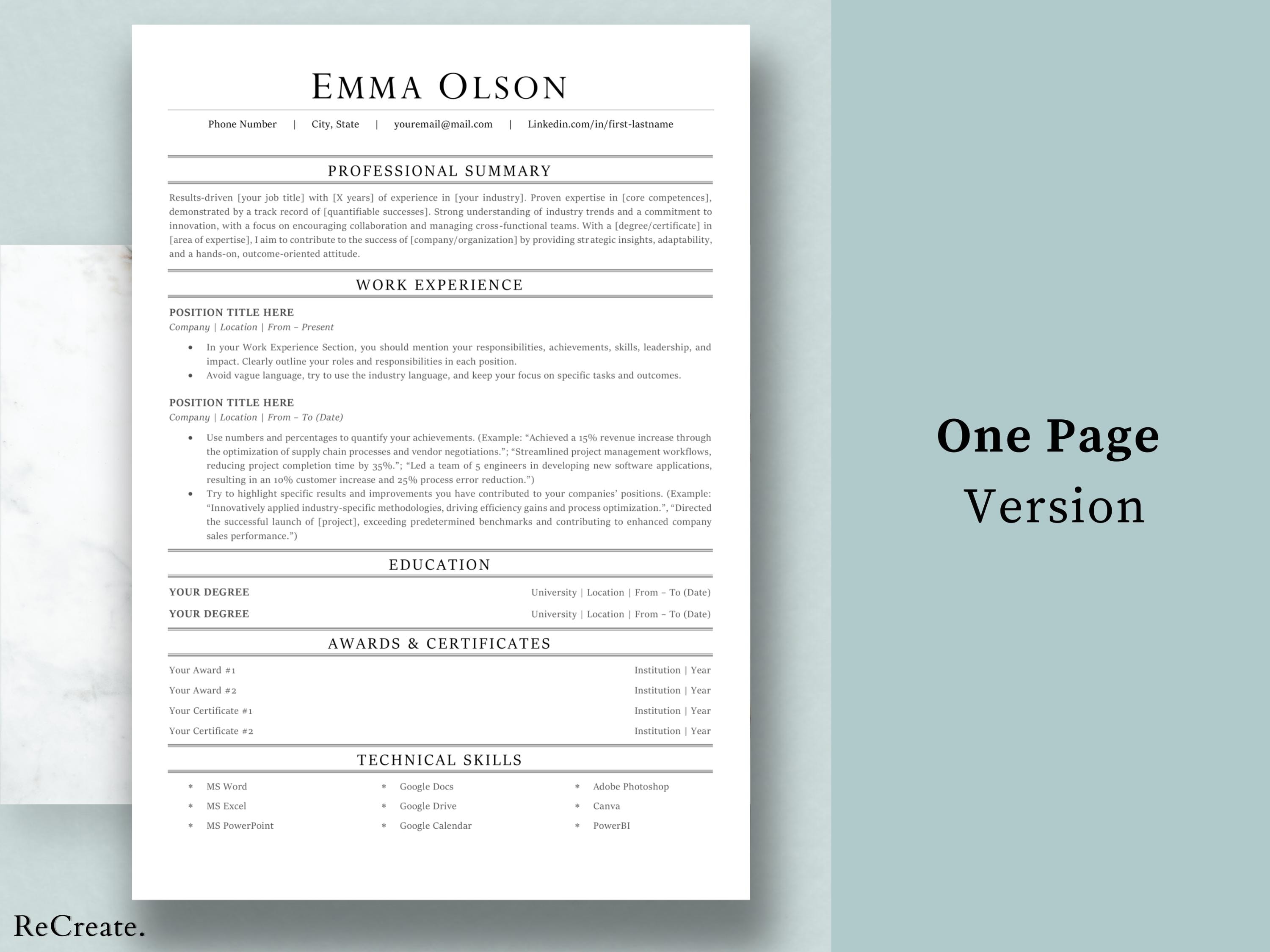 Professional 2025 Resume Template MS Word | Cover Letter & References | Professional and Modern ...