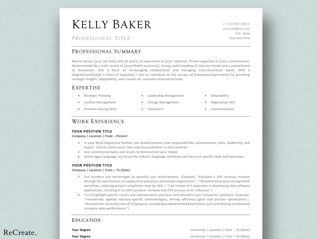 Professional 2025 Resume Template Incl. Cover Letter & Reference ...