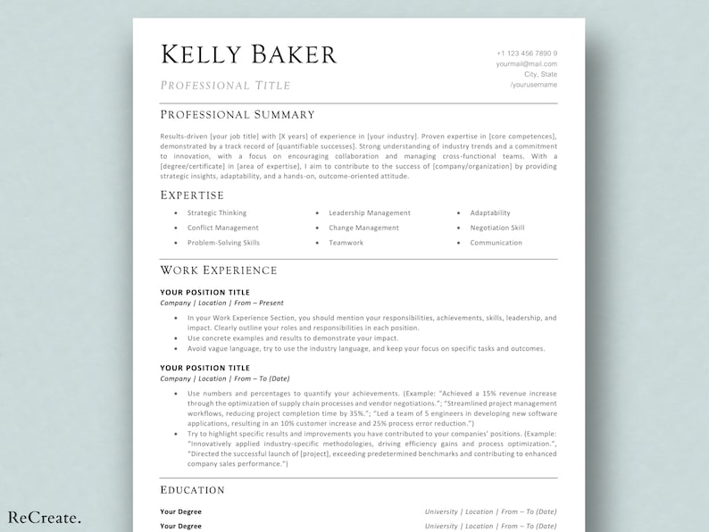 Professional 2026 Resume Template Incl. Cover Letter & Reference ...