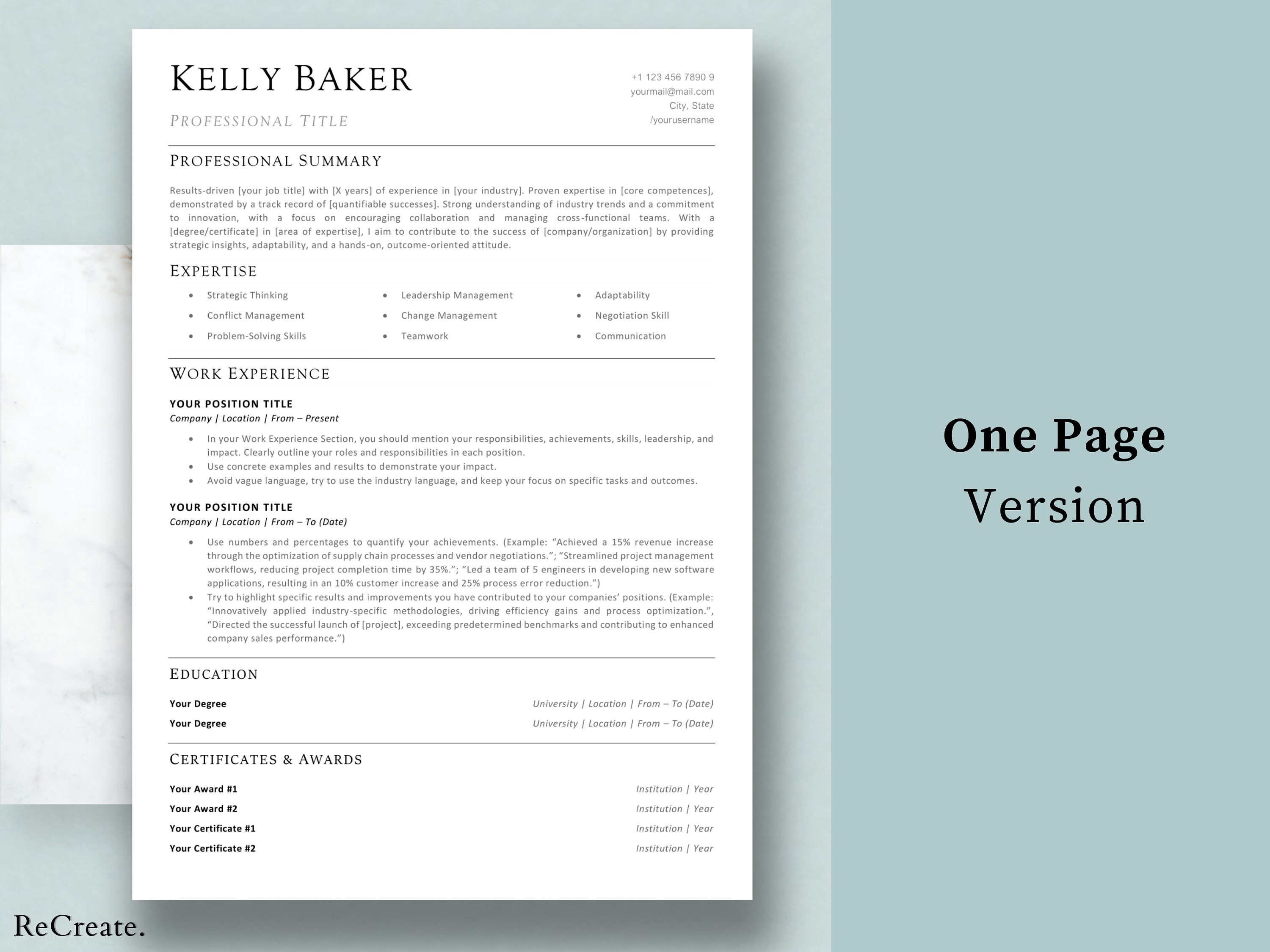 Professional 2025 Resume Template Incl. Cover Letter & Reference ...
