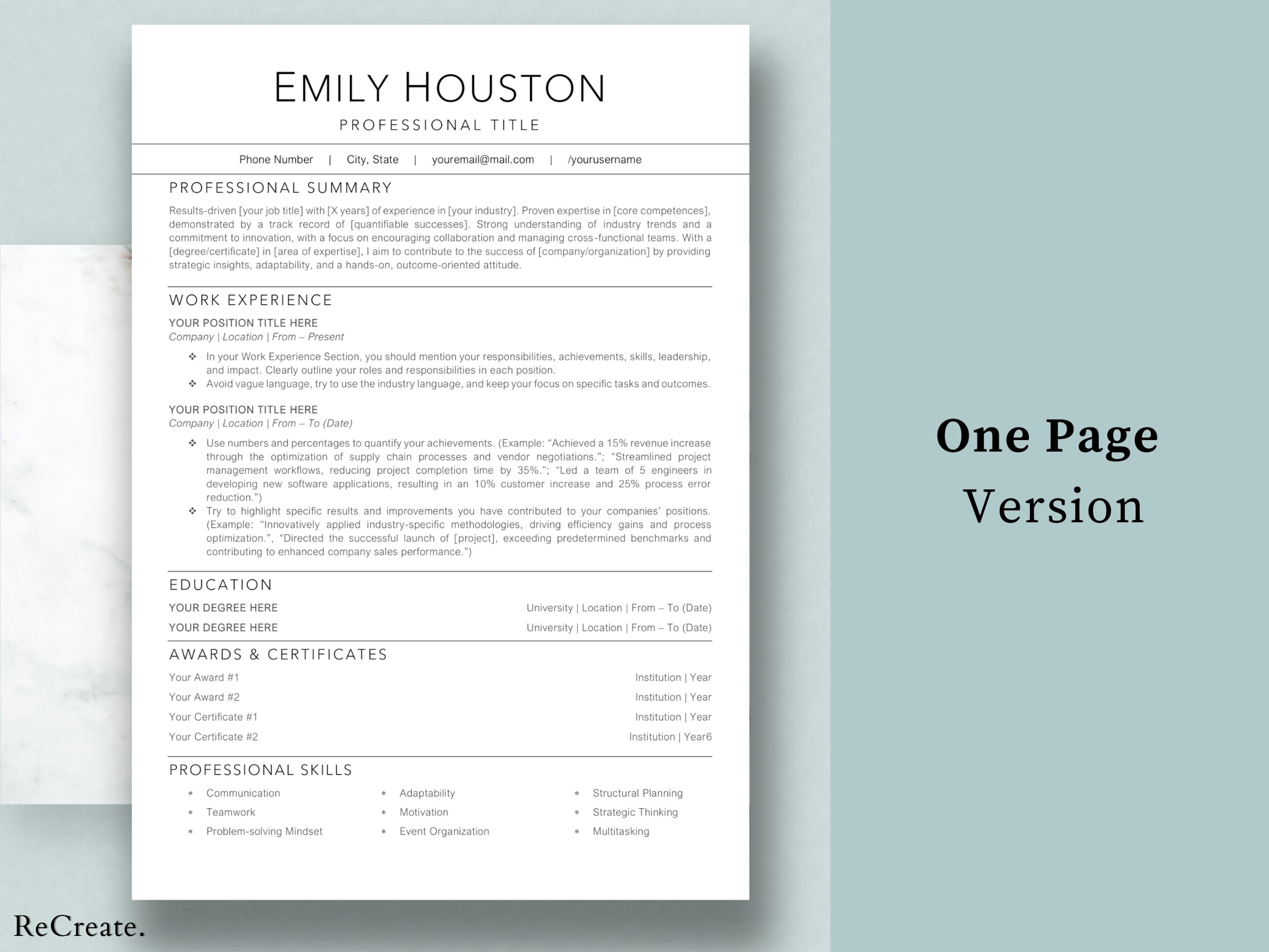 Professional 2025 Resume Template MS Word | Cover Letter & References | Professional and Modern ...