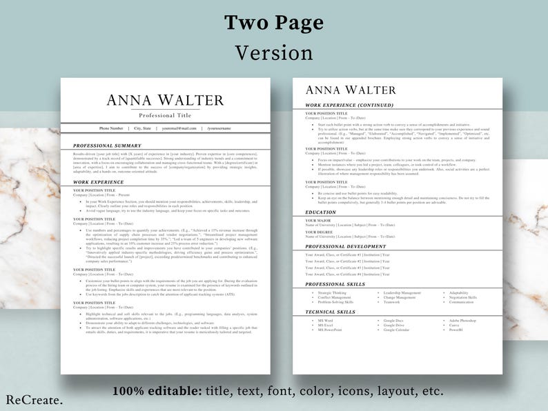 Professional 2025 Resume Template MS Word | Cover Letter & References ...