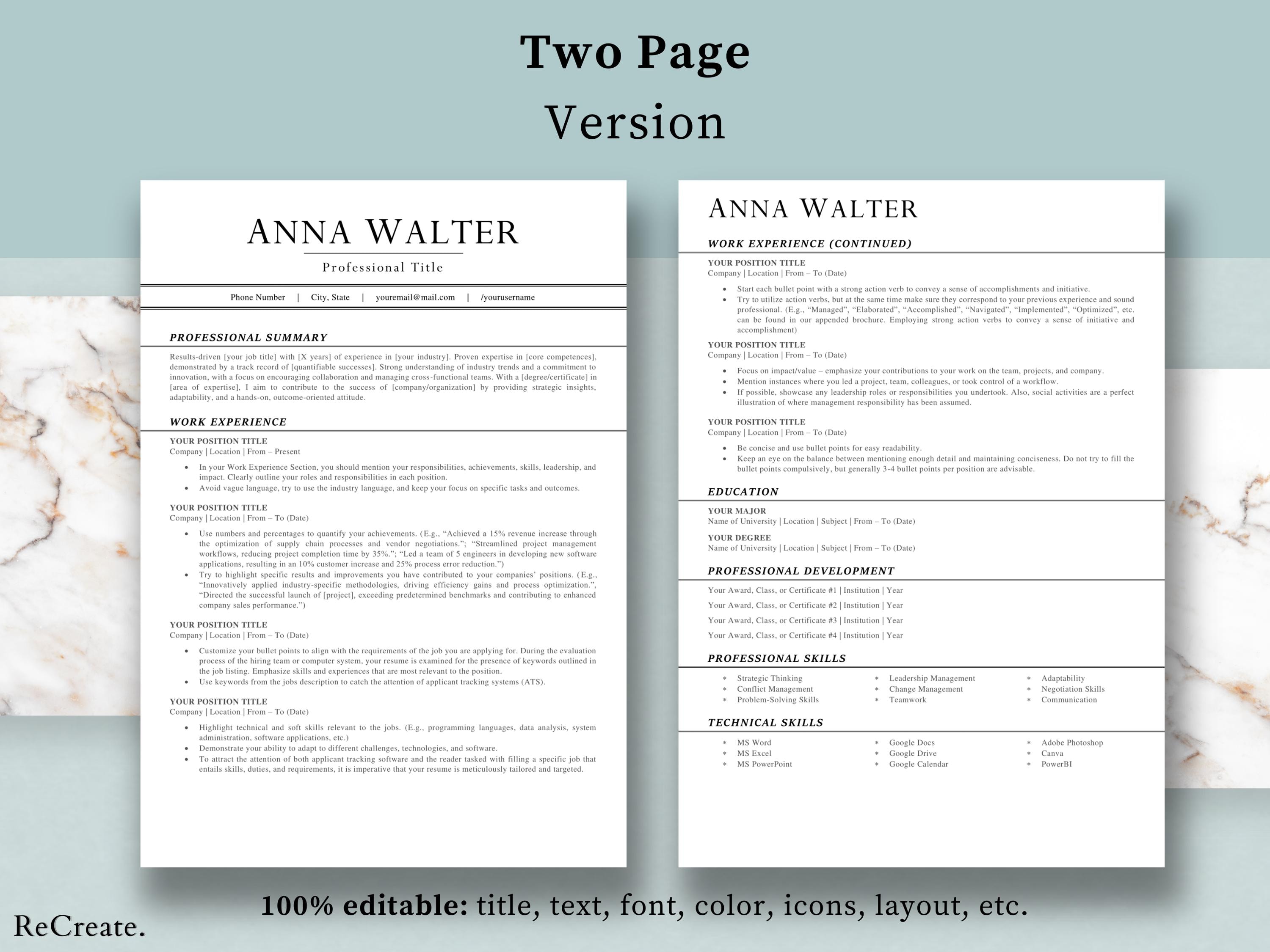 Professional 2025 Resume Template MS Word | Cover Letter & References ...