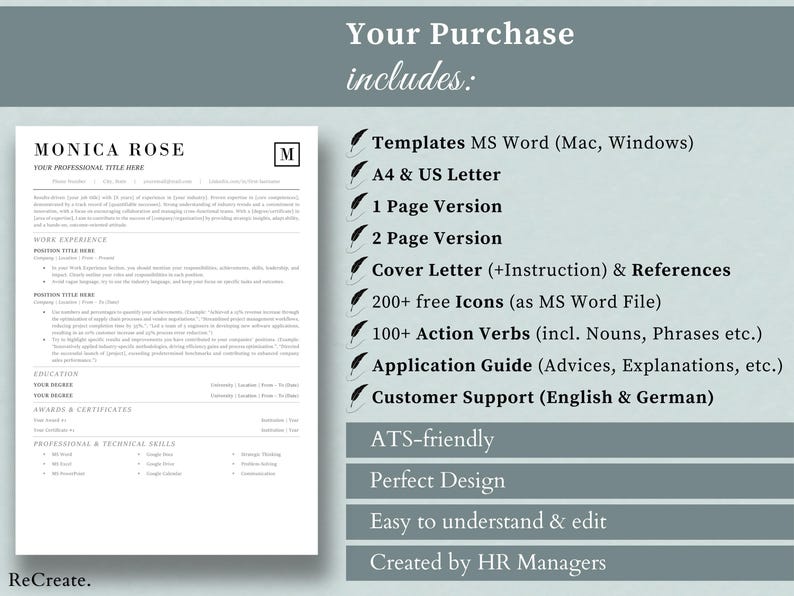Professional 2025 Resume Template MS Word | Cover Letter & References ...