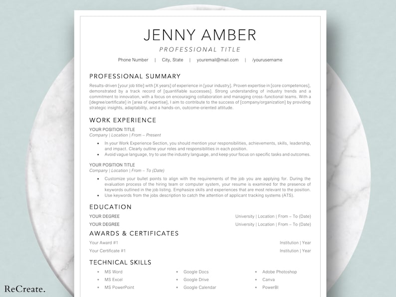 Professional 2026 Resume Template MS Word | Cover Letter & References ...