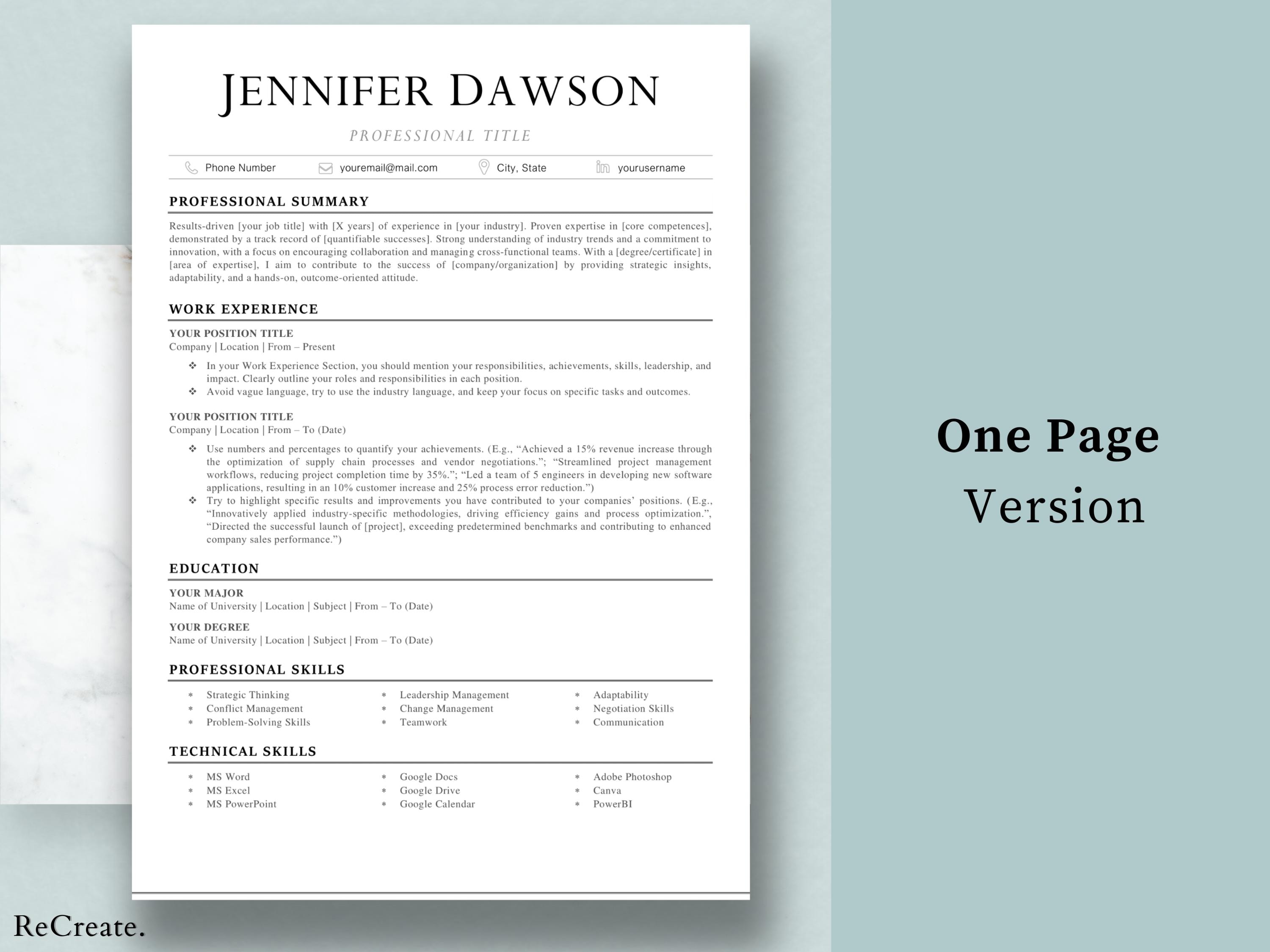 2026 Resume Template: Modern, Ats-friendly Design (MS Word) - Etsy