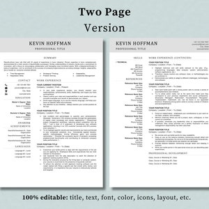 Modern 2024 Resume Template Application for Word Inclusive Cover Letter ...