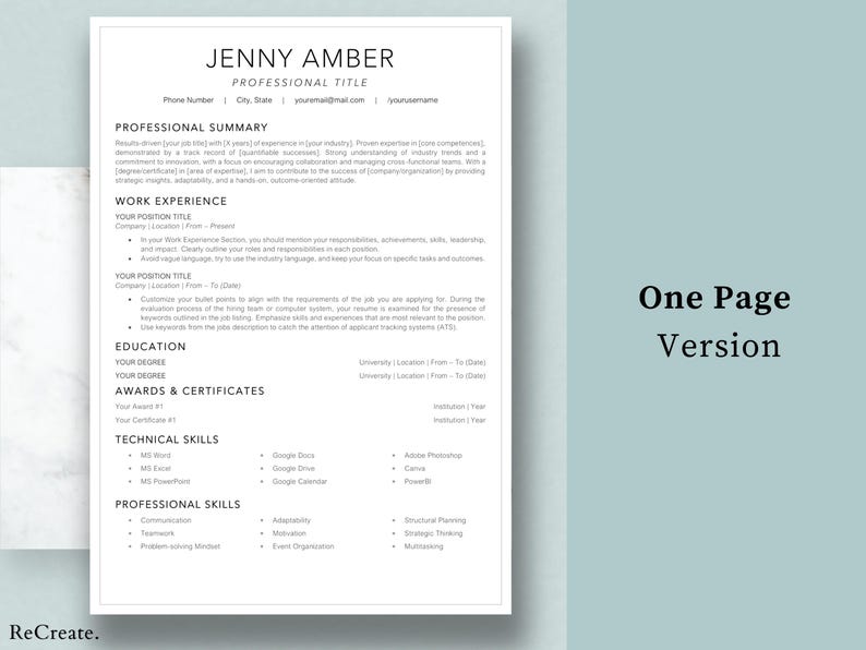 Professional 2025 Resume Template MS Word | Cover Letter & References ...