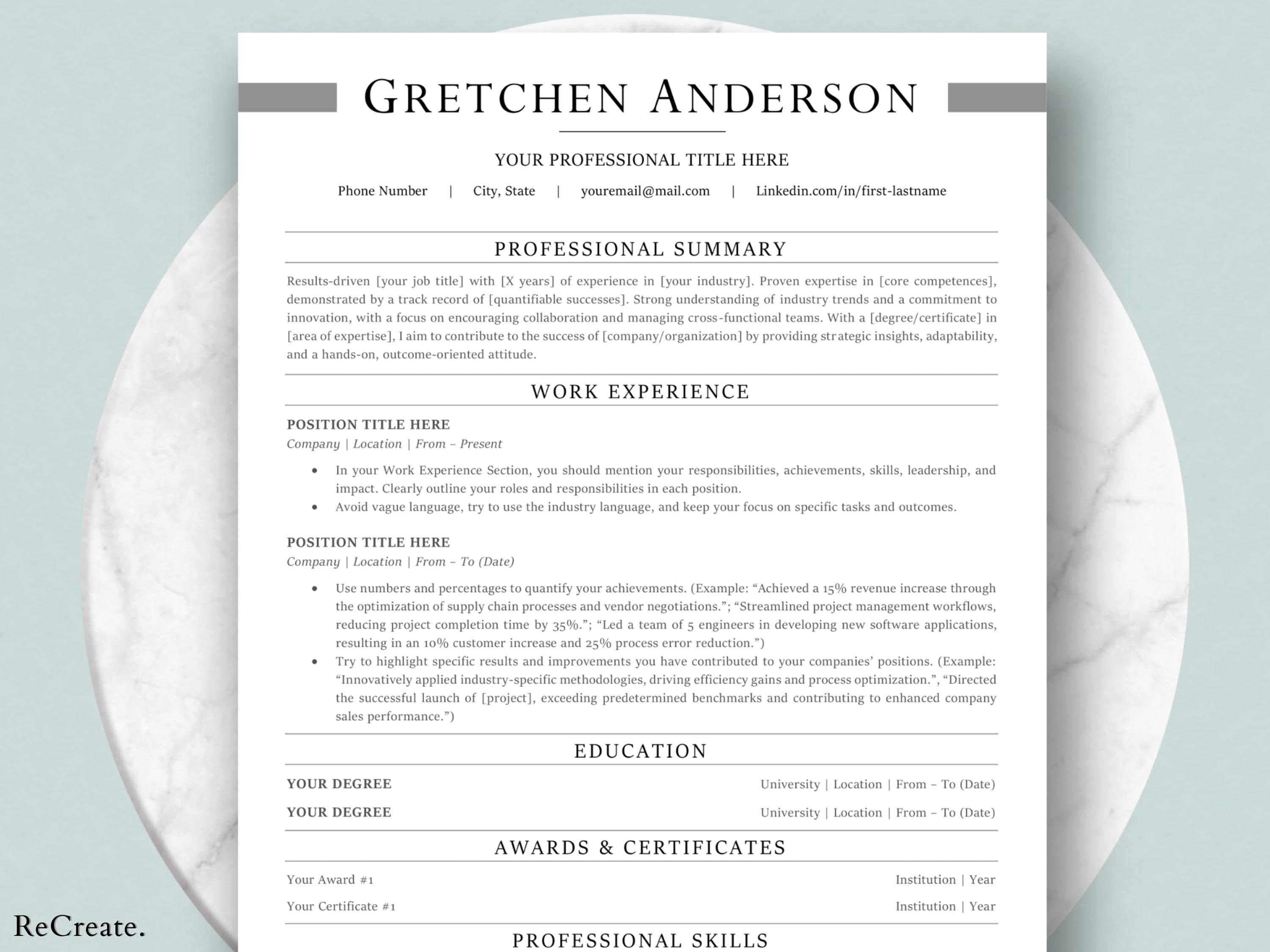 Professional 2025 Resume Template MS Word | Cover Letter & References ...