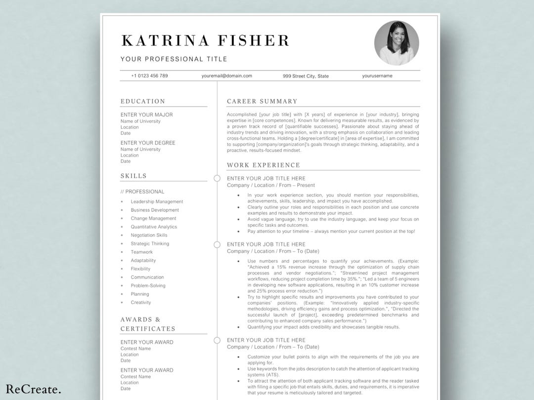 Buy Professional 2026 Resume Template MS Word | Cover Letter ...