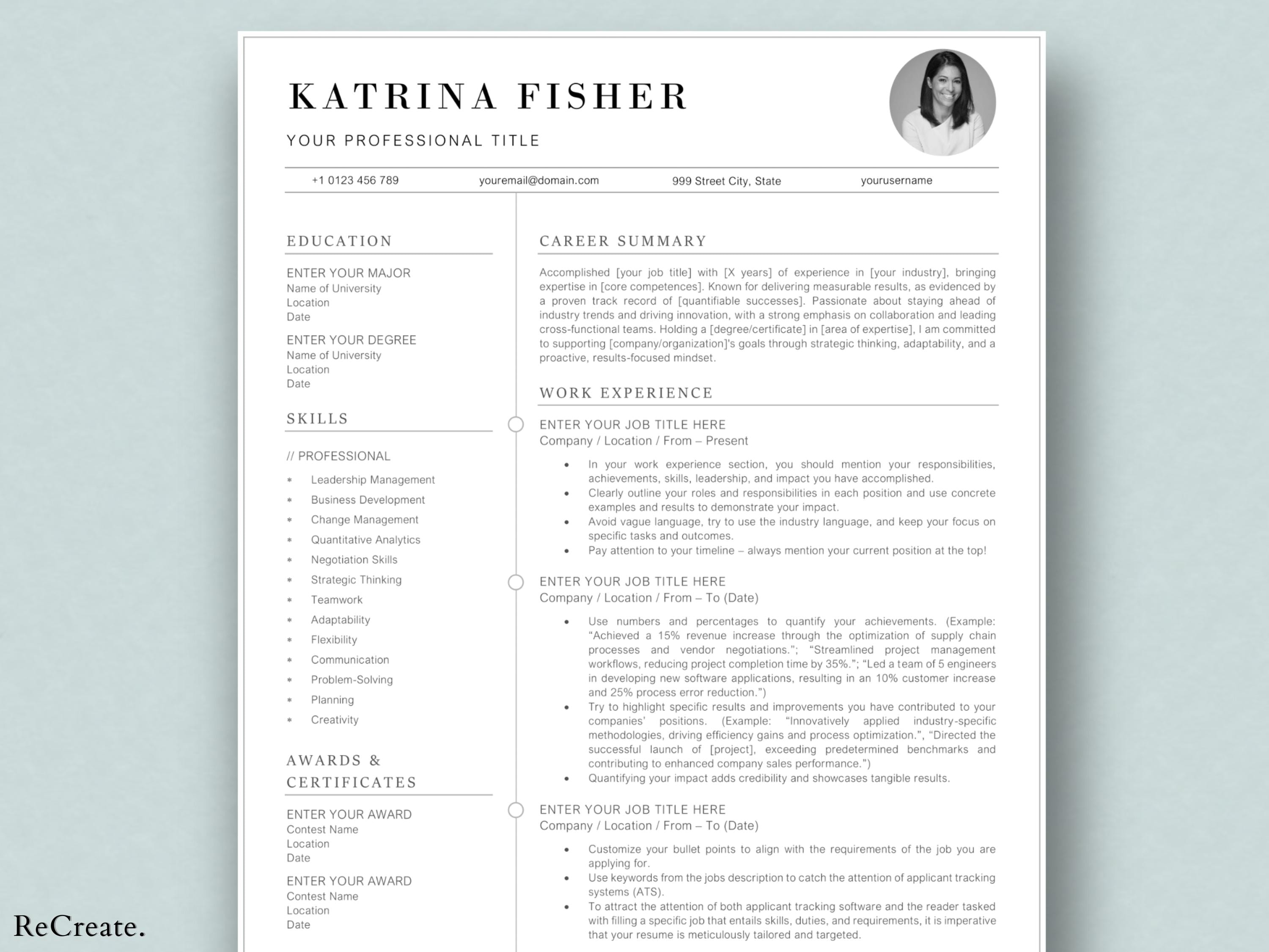 Professional 2025 Resume Template MS Word | Cover Letter & References ...