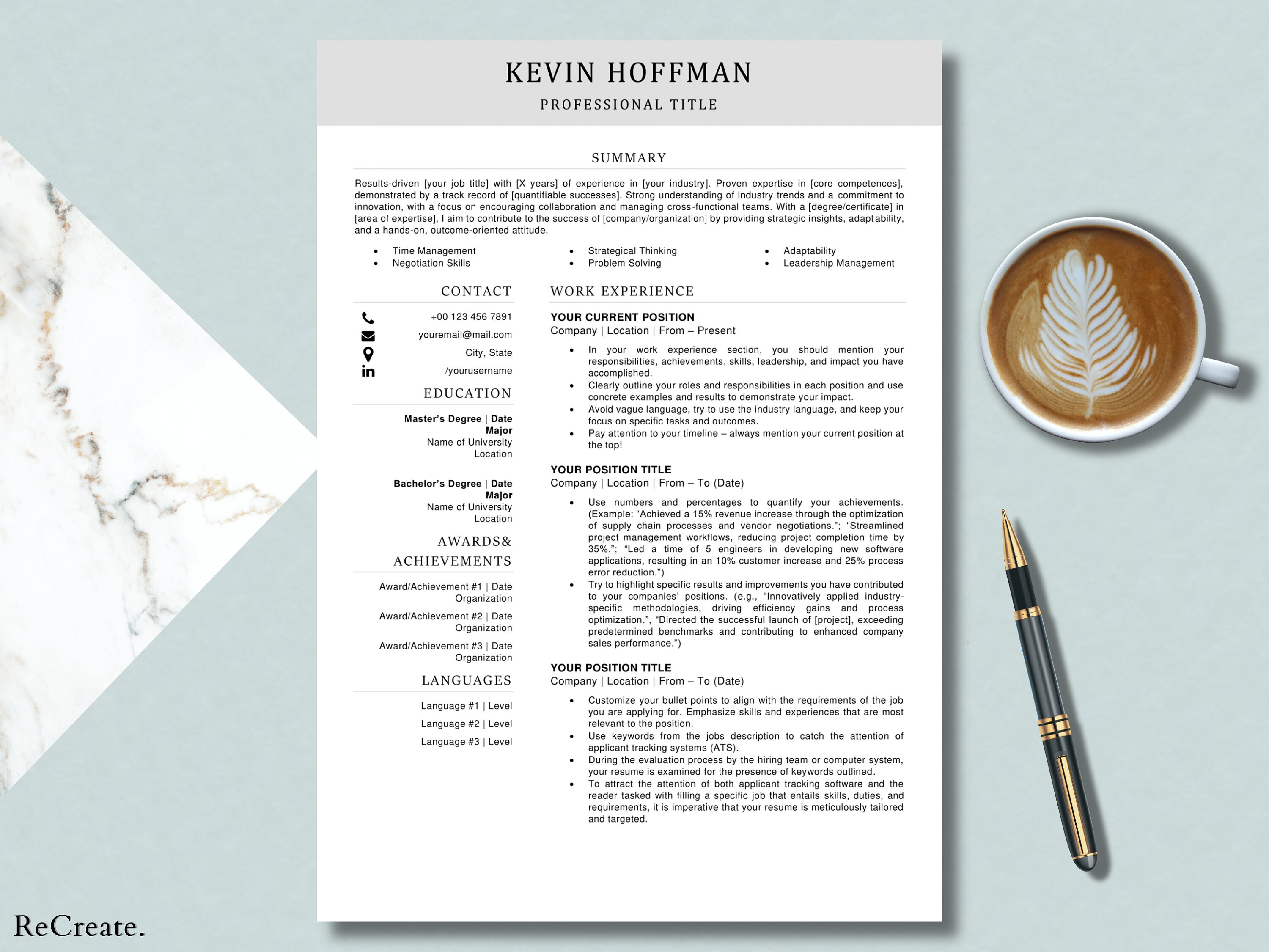 Modern 2024 Resume Template Application for Word Inclusive Cover Letter ...