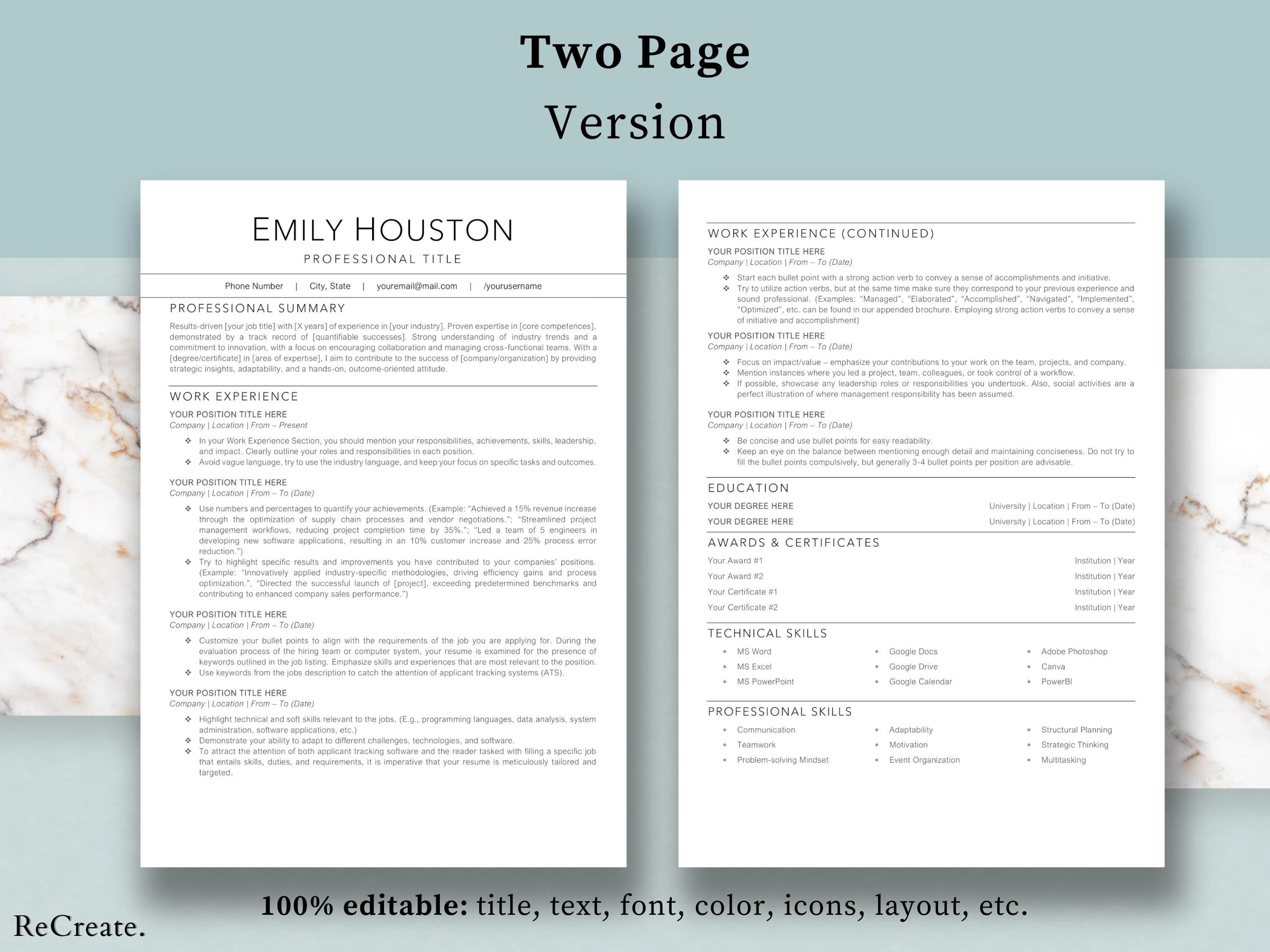 Professional 2025 Resume Template MS Word | Cover Letter & References ...