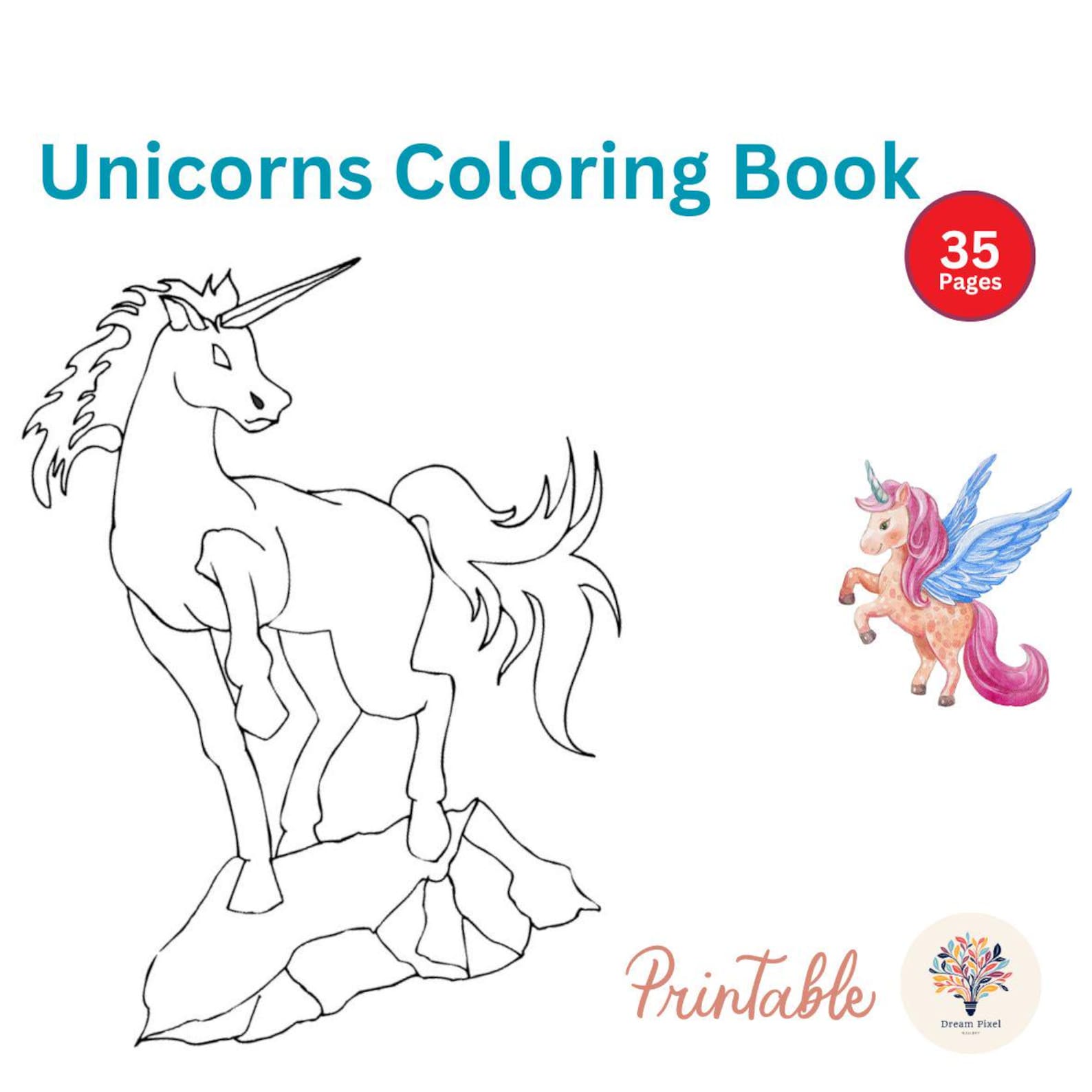 Unicorn Coloring Book | 30 Magical Pages | Printable PDF for Kids- Uni ...