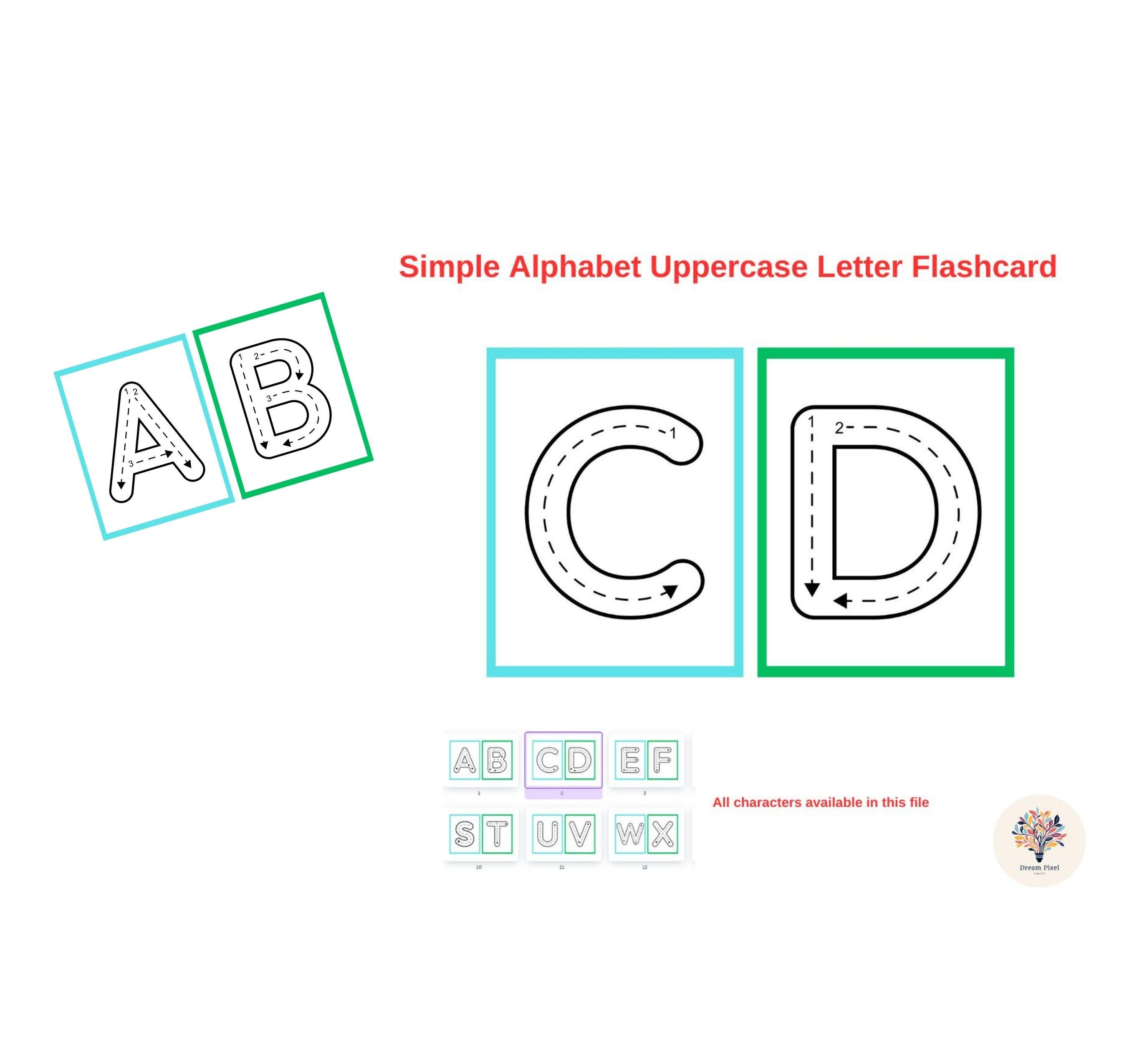 Alphabet Cards Printable for Preschool, Uppercase and Lowercase Black ...