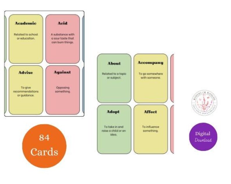 Tarjetas didácticas de vocabulario de la letra A con pistas / 84 ...