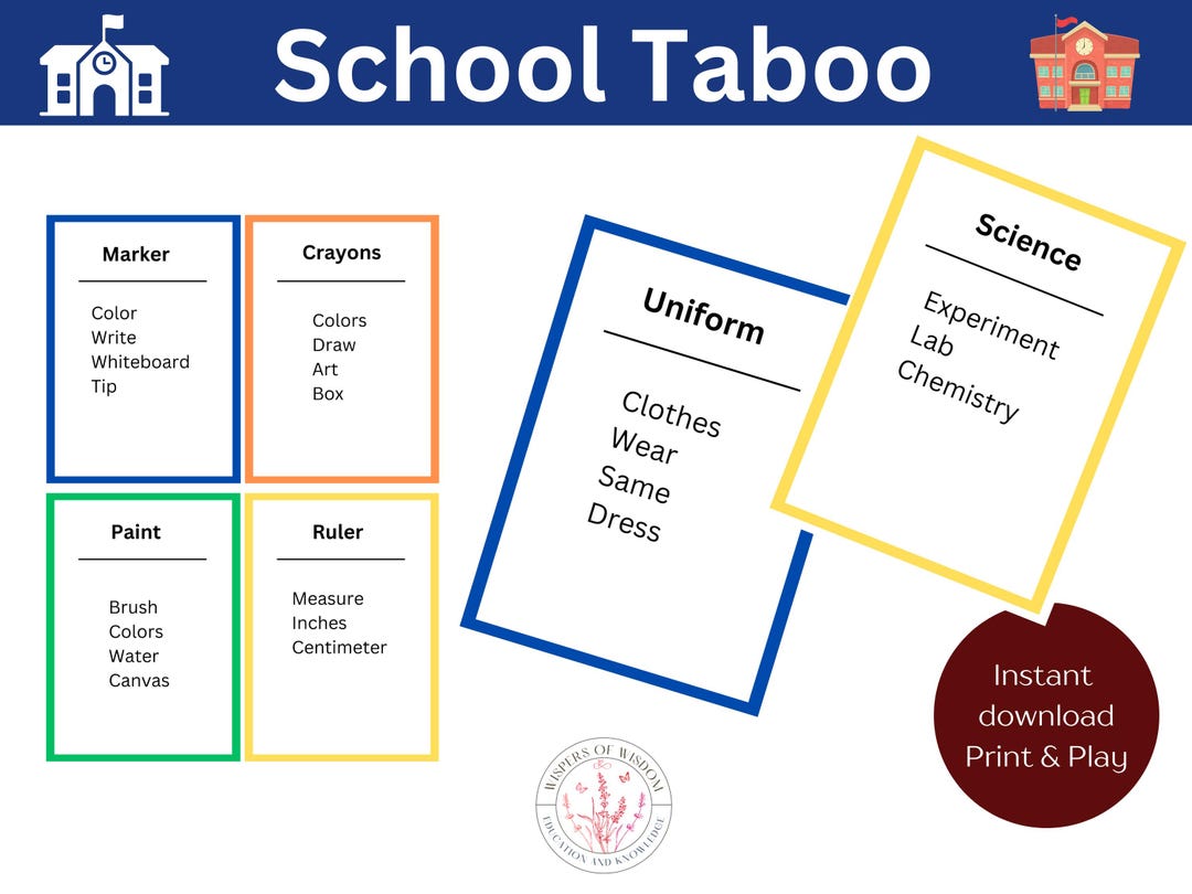 School Taboo Game – Fun & Educational Word Game for Students- Teens ...