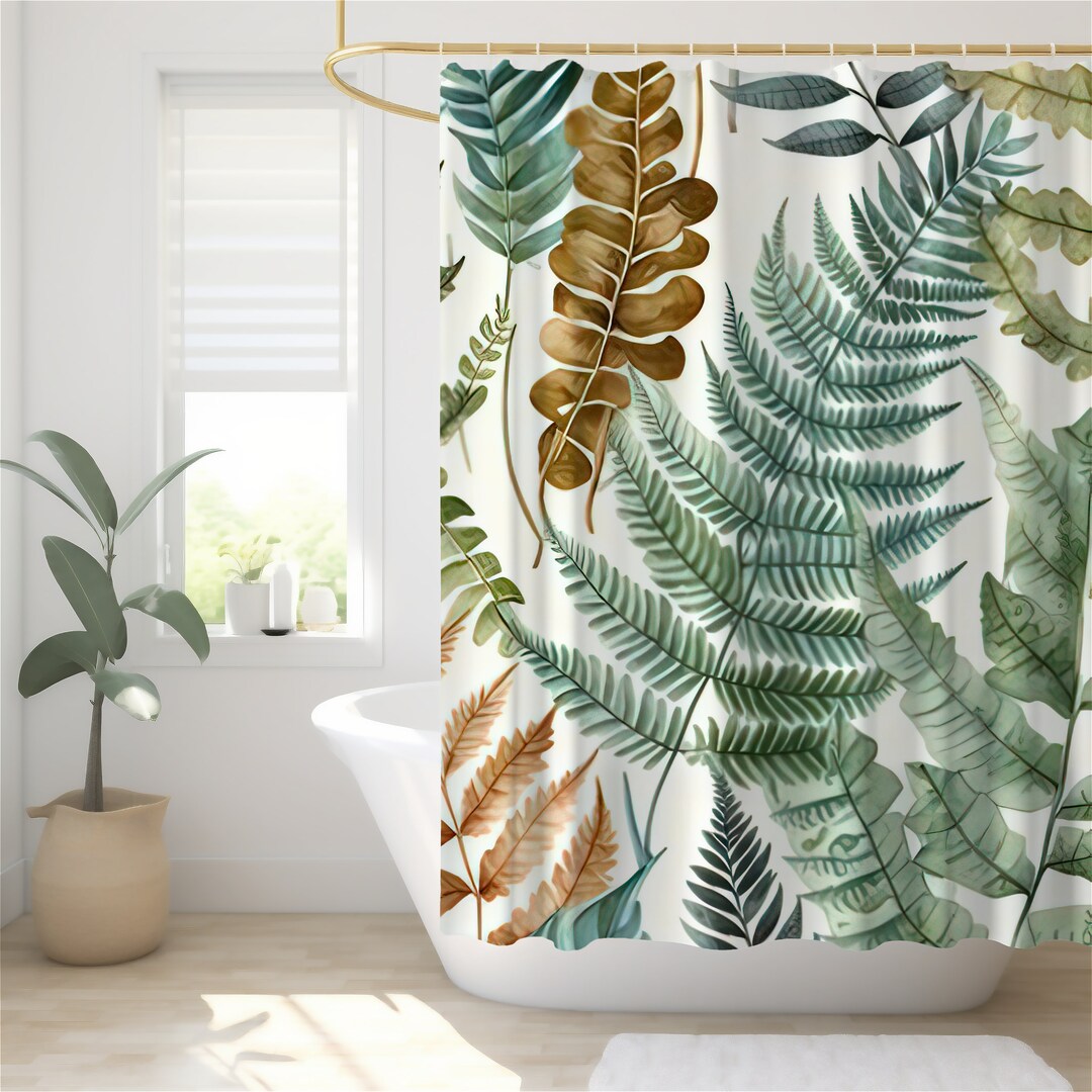 Vintage Fern Shower Bath Curtain - Etsy