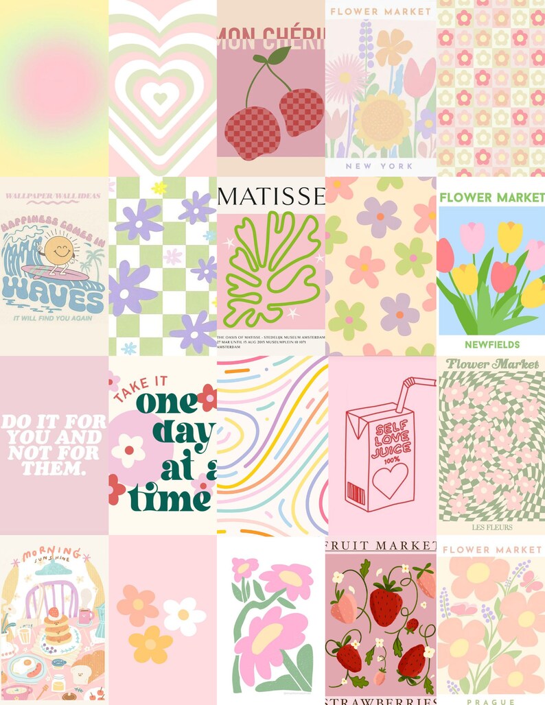 100 PCS Pastel Danish Wall Collage Kit | Danish Poster Collage | Pastel ...