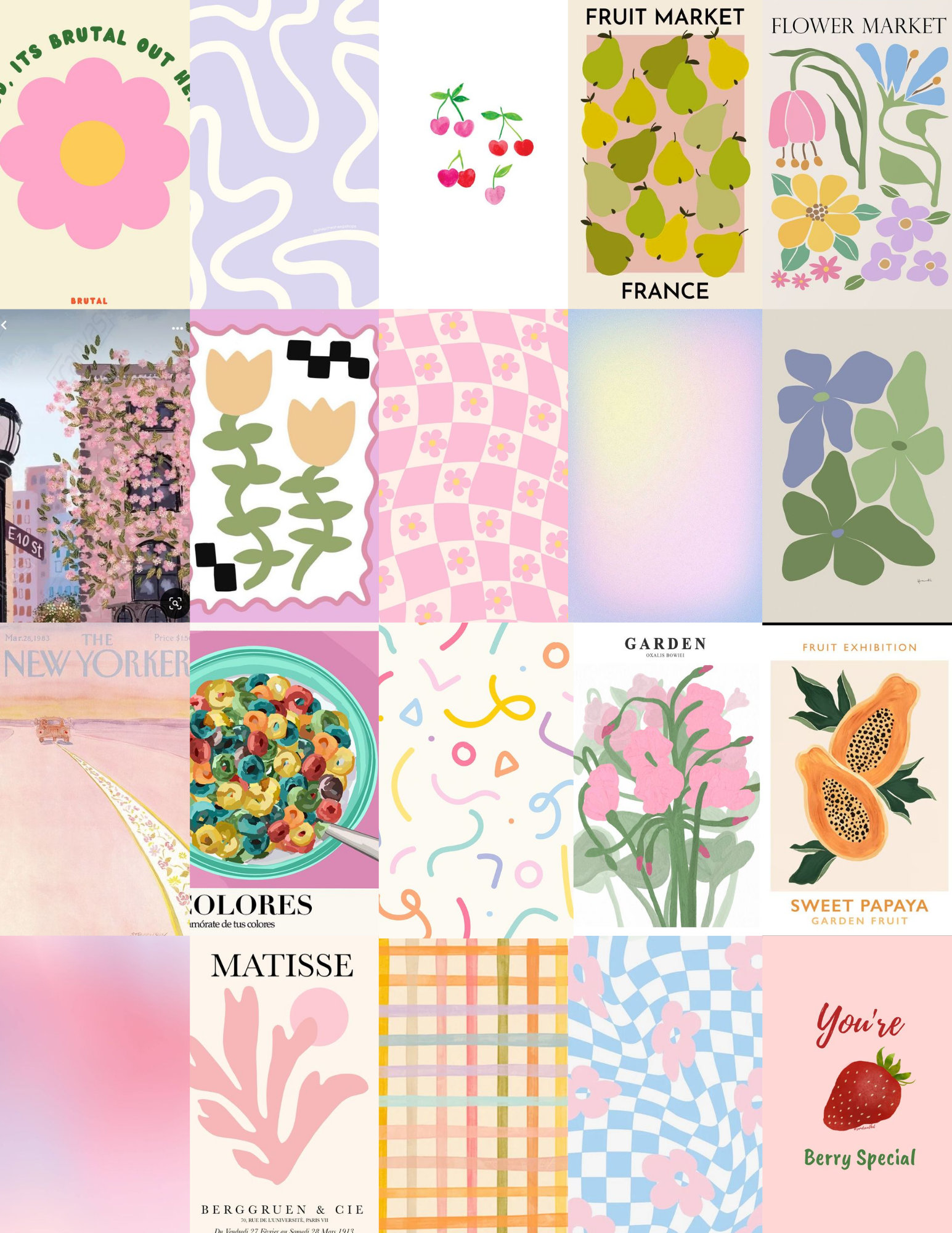 100 PCS Pastel Danish Wall Collage Kit | Danish Poster Collage | Pastel ...