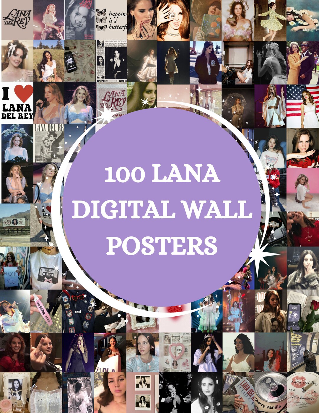 100 PCS Lana Del Rey Aesthetic Poster Collage Lana Del Rey Wall Poster ...