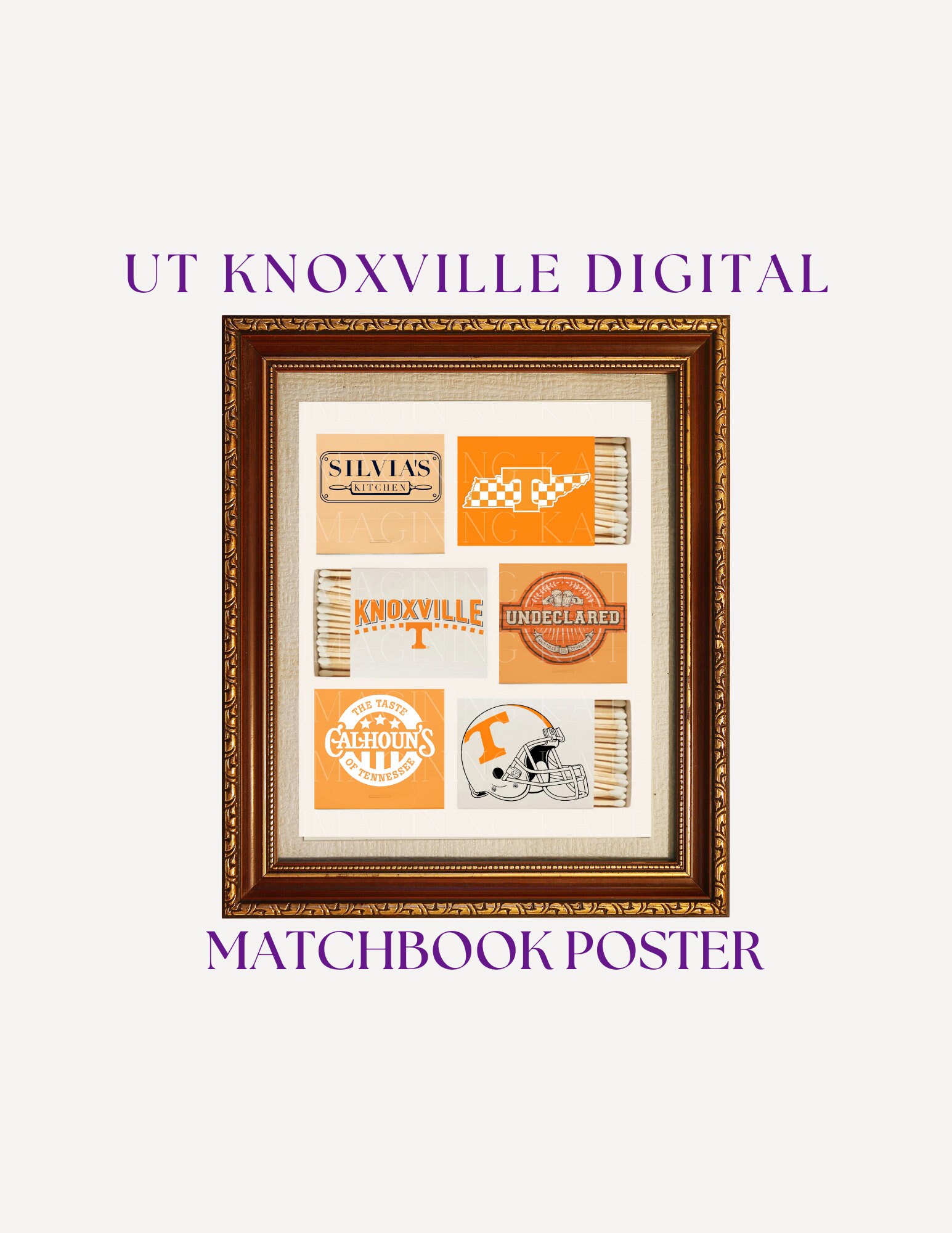 University of Tennessee Knoxville Orange Matchbook Poster Cute ...
