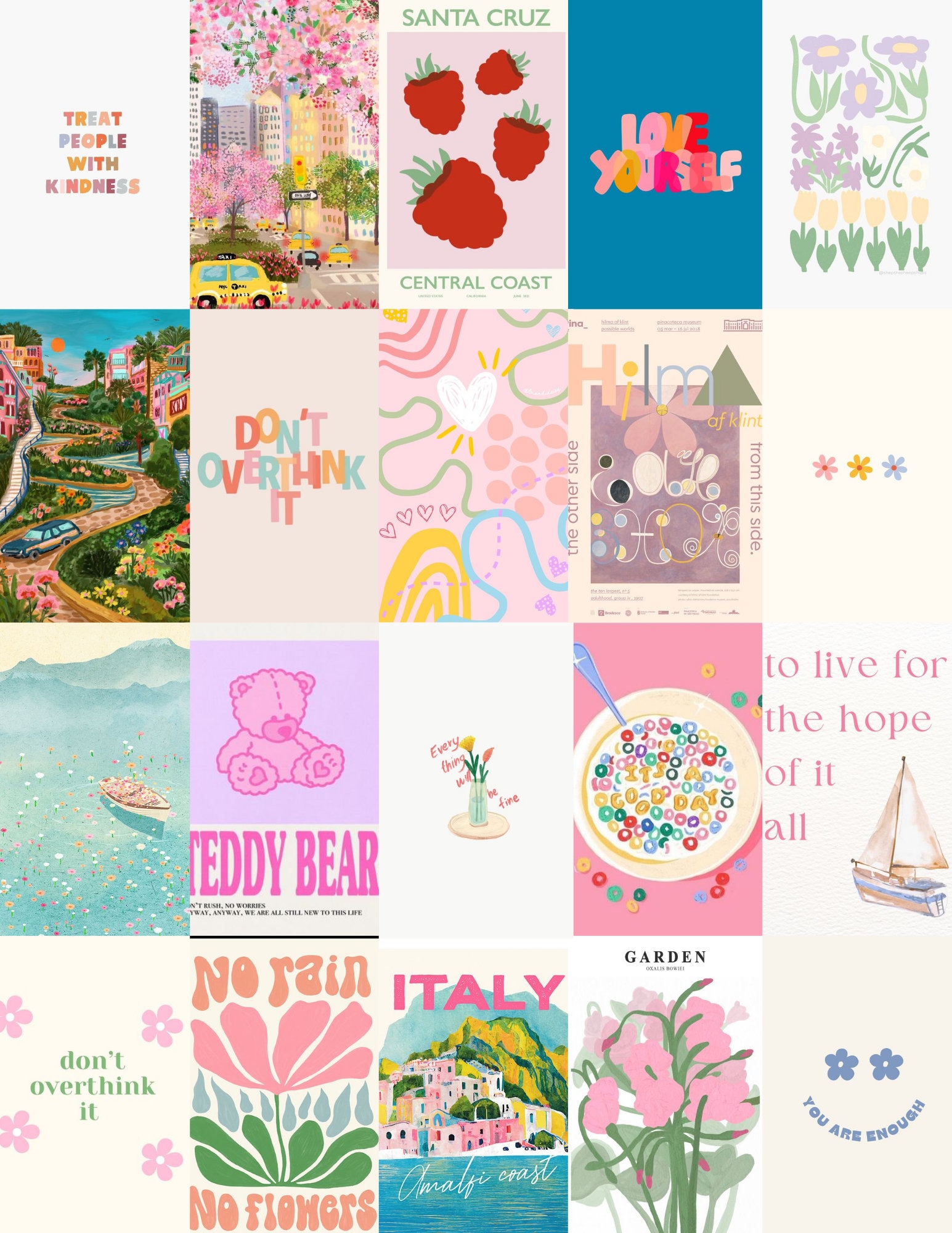 100 PCS Pastel Danish Wall Collage Kit | Danish Poster Collage | Pastel ...