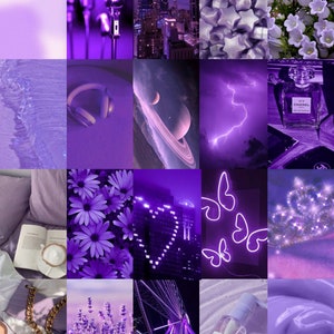 100 PCS Purple Aesthetic Wall Collage Kit Pastel Purple Photo Collage ...