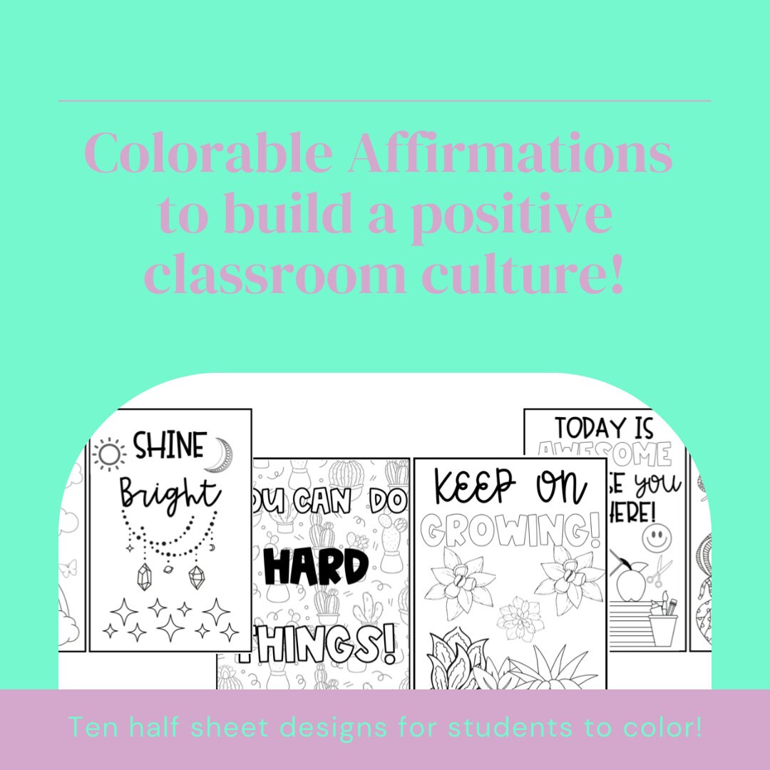 Printable Affirmations for Kids to Color - Etsy