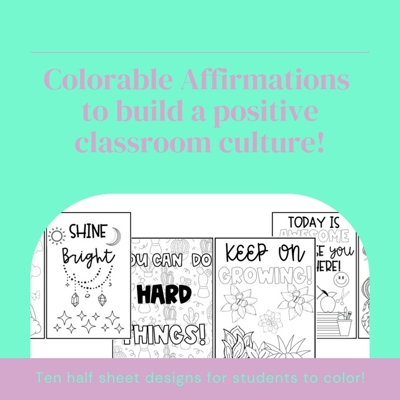 Printable Affirmations for Kids to Color - Etsy