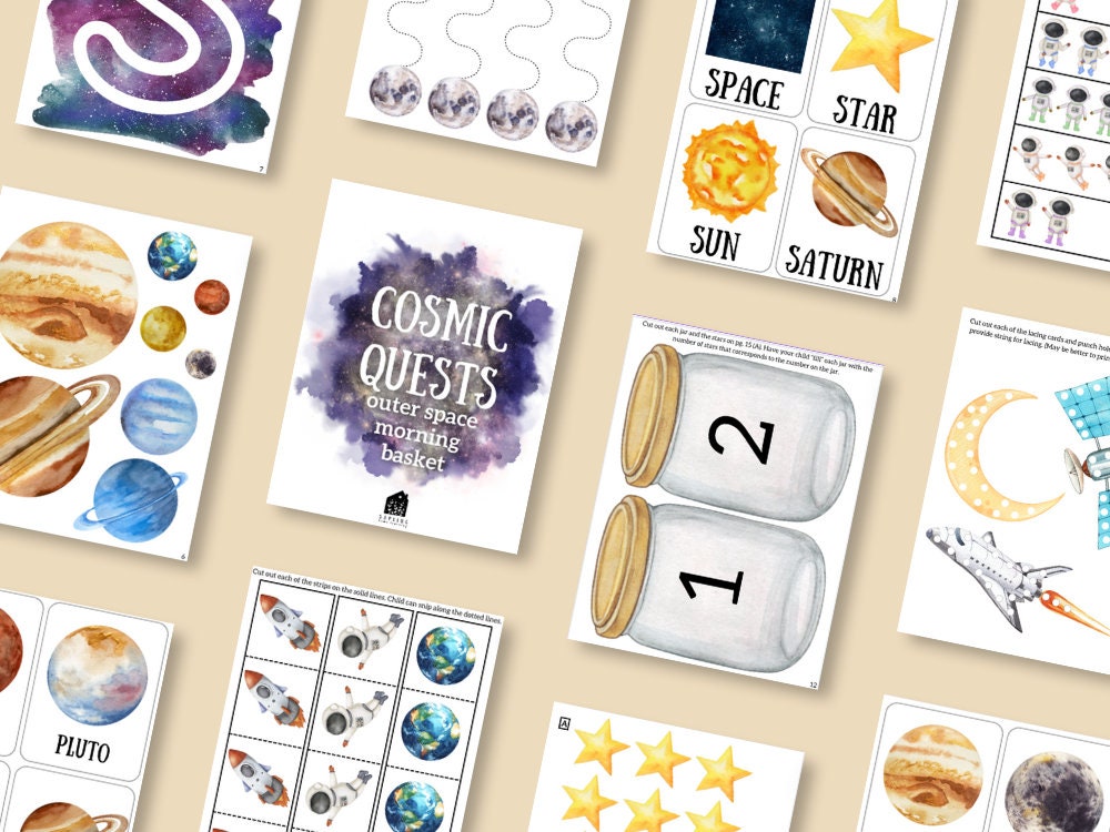 Outer Space Morning Basket Digital Download, Homeschool Printable | Pre ...
