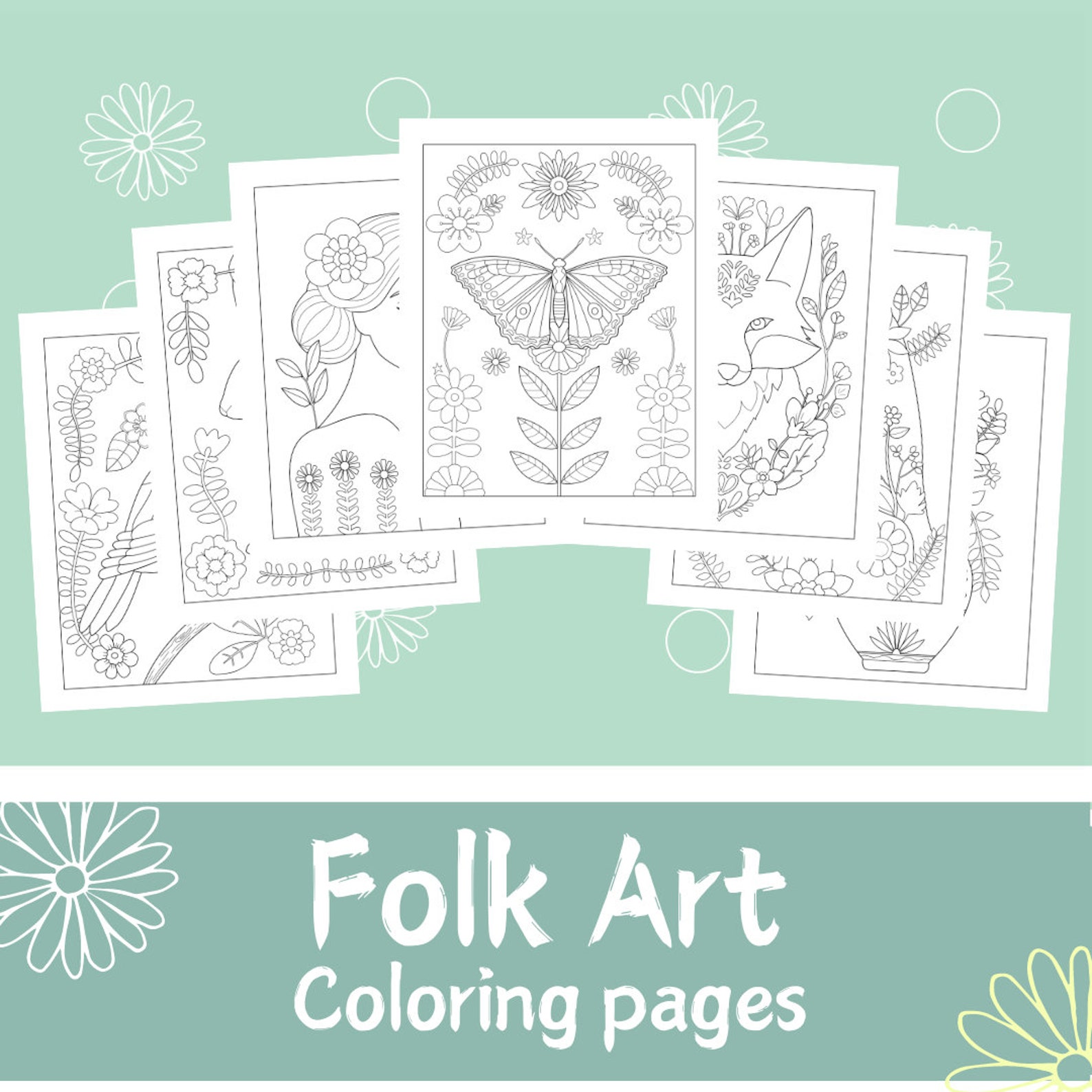 Folk Art Coloring Pages, Nature, Flowers, Coloring Pages for Adults ...